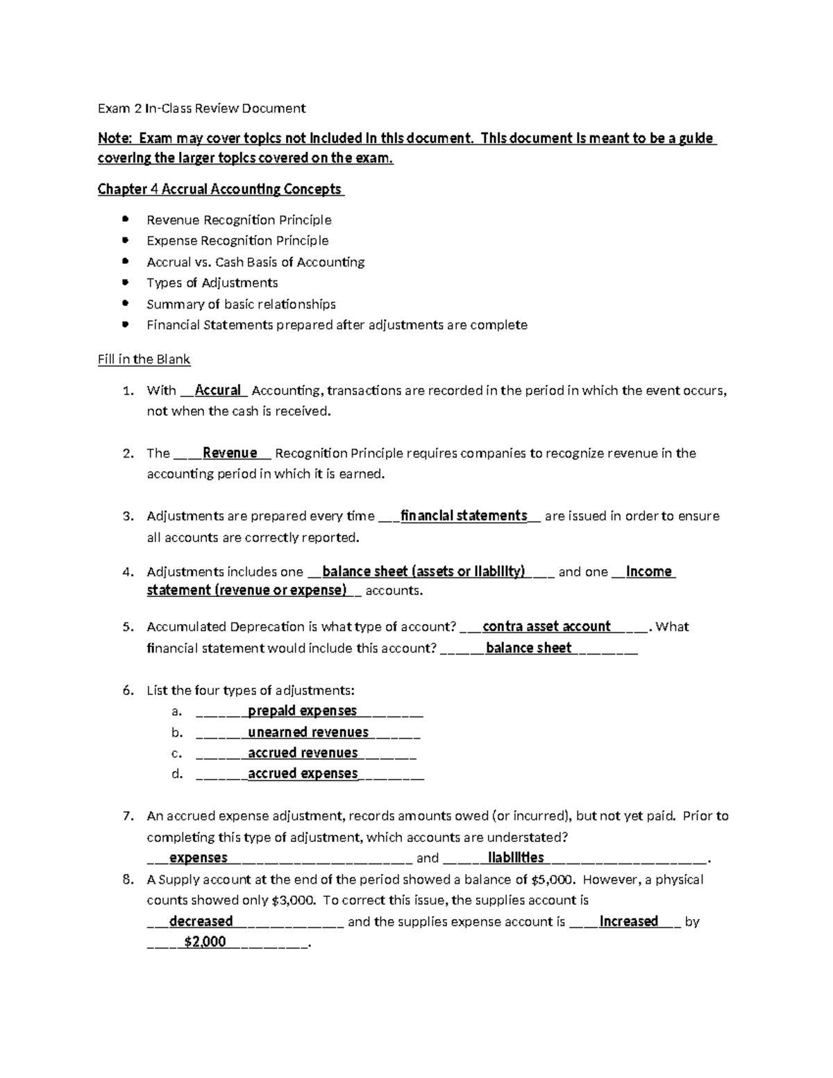 Exam 2 in Class review 4,5, and 6 solution - Exam 2 In-Class Review ...