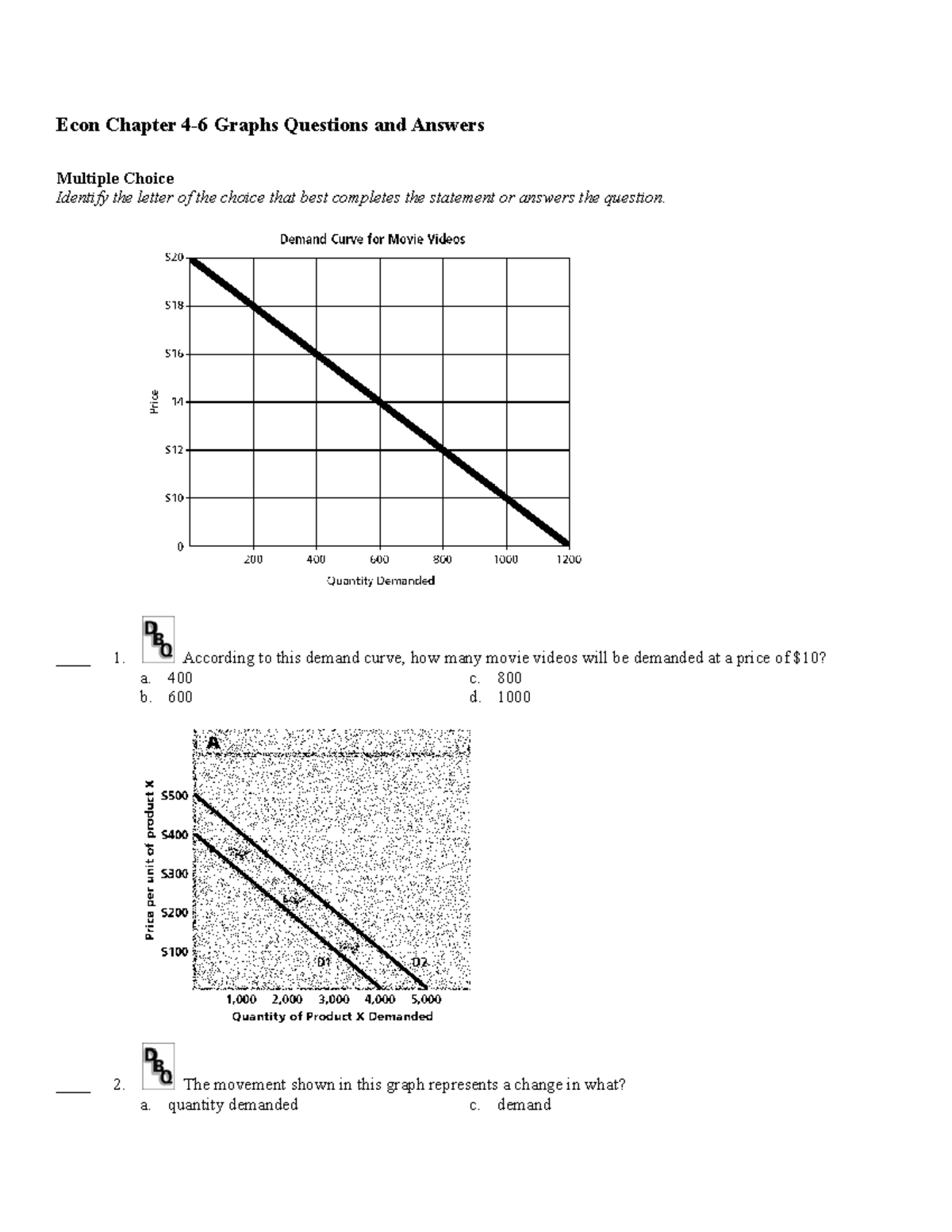 Econ Chapter 4-6 Graphs Questions and Answers - ____ 1. According to ...