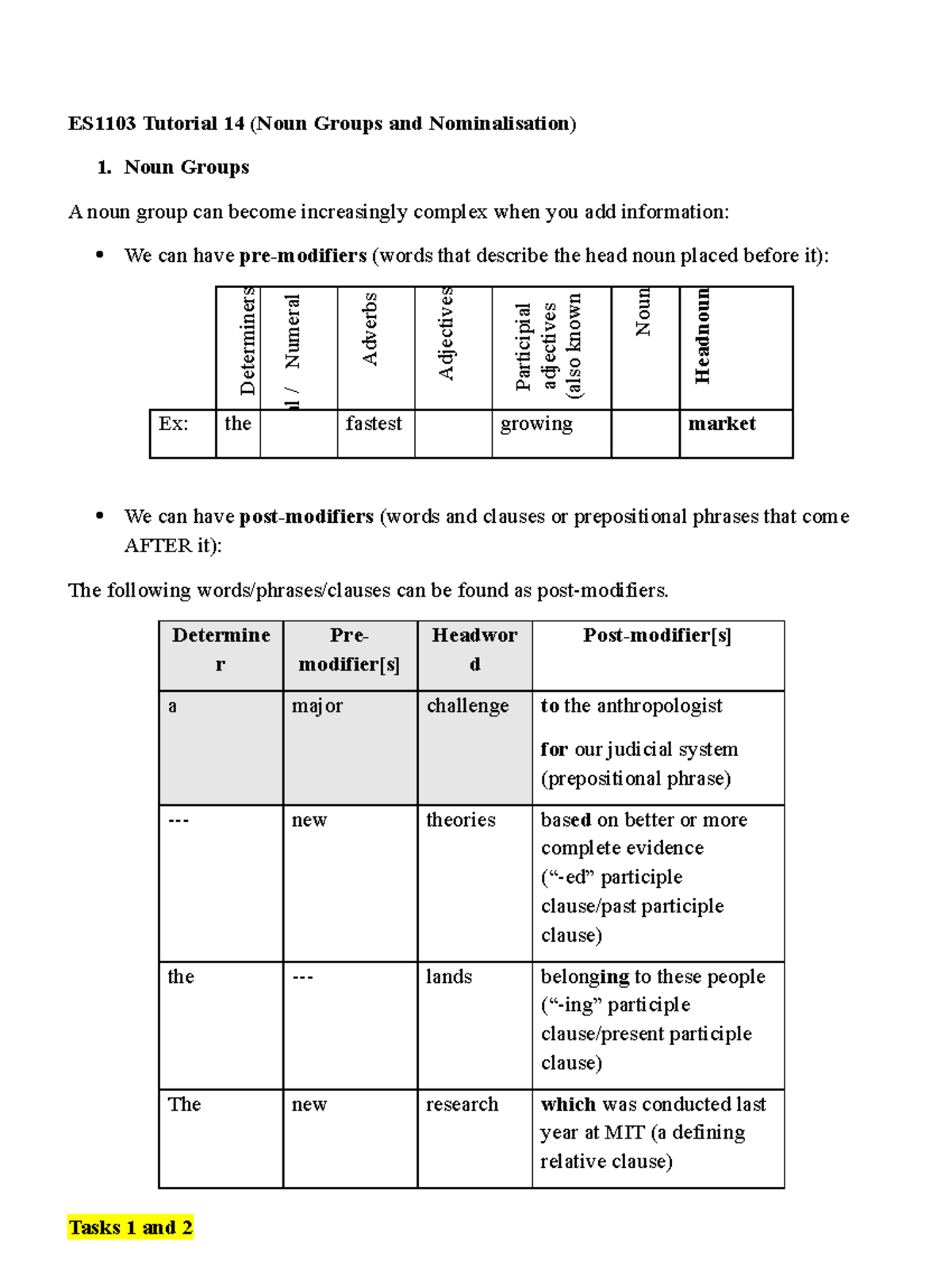 Tutorial 14 Notes and Tasks - ES1103 - NUS - Studocu