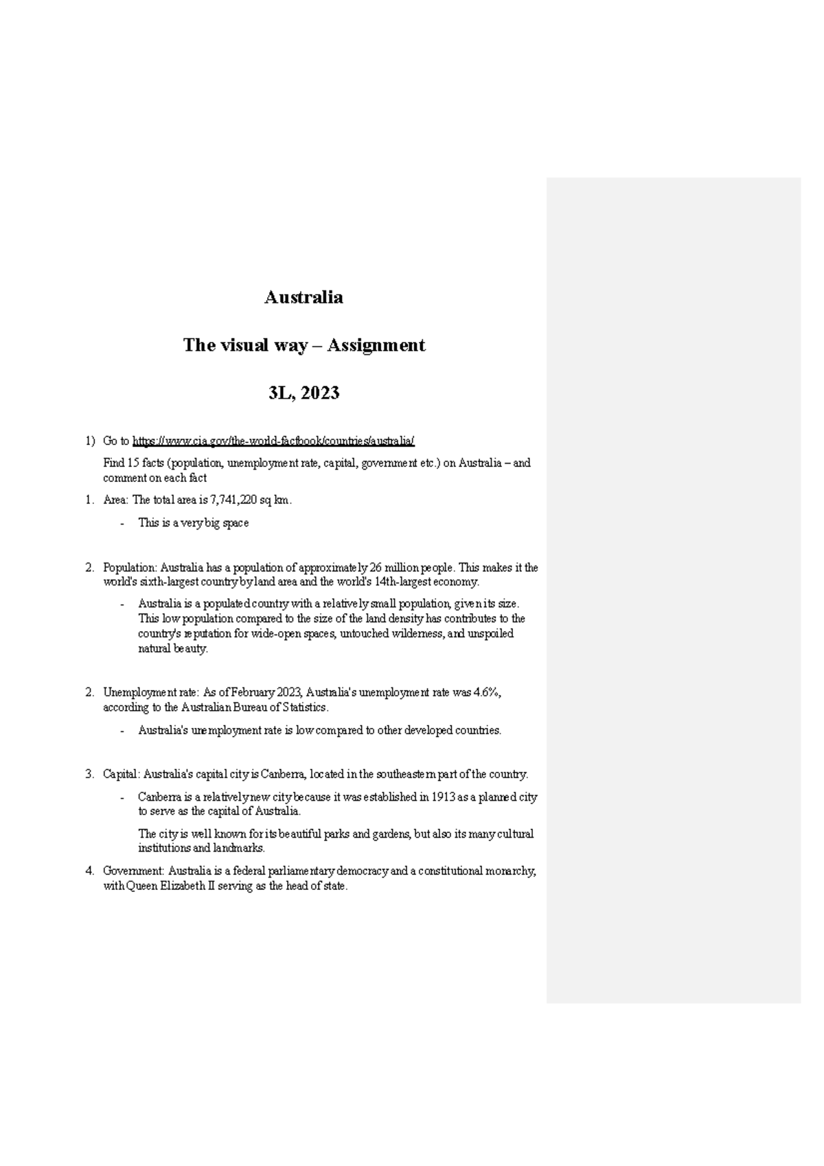 Australia assignment - Australia The visual way – Assignment 3L, 2023 ...