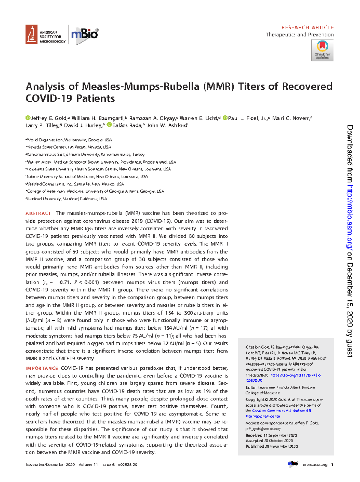MMR and Covid-19-CORR - did - Analysis of Measles-Mumps-Rubella (MMR ...