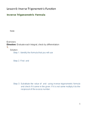 Lesson 3. Exponential Function - Lesson 3: Exponential Functions Formula Example: 1. Solution ...