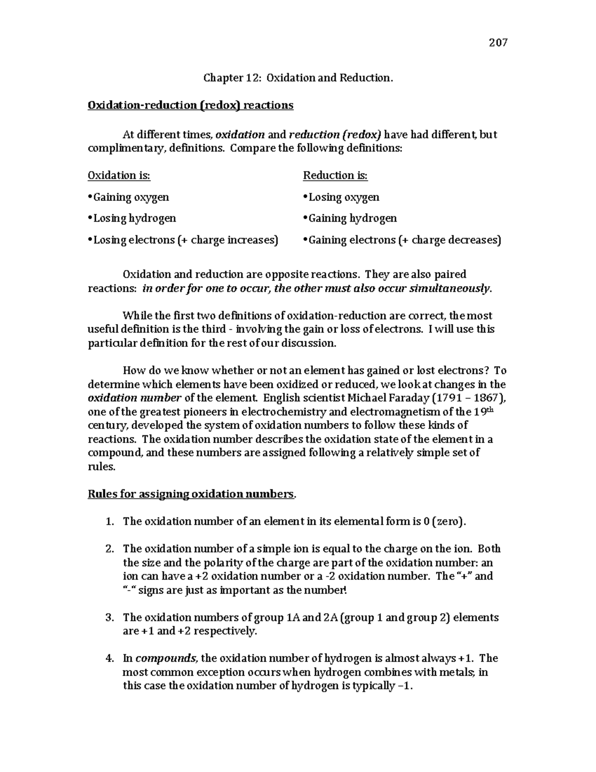Chapter 12Oxidation and Reduction - Chapter 12: Oxidation and Reduction ...
