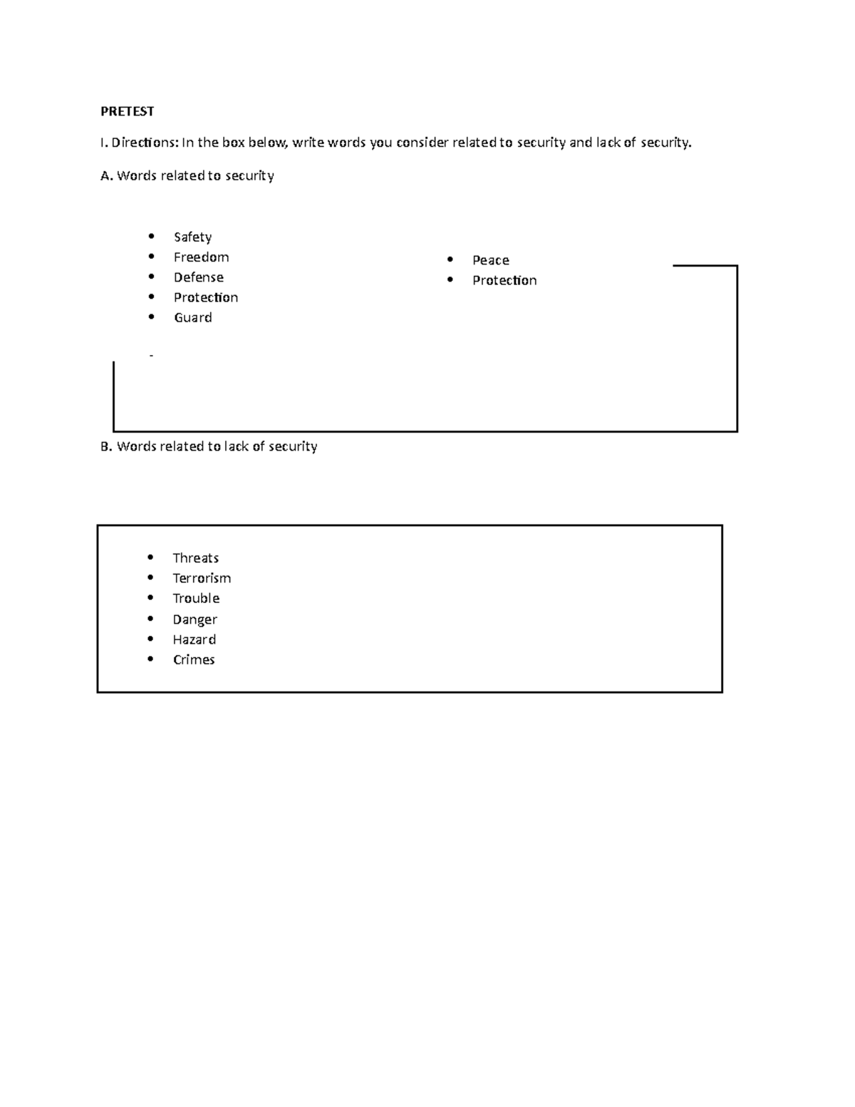 Pretest and Worksheets IN National Security Concerns - Narrative - PUP ...