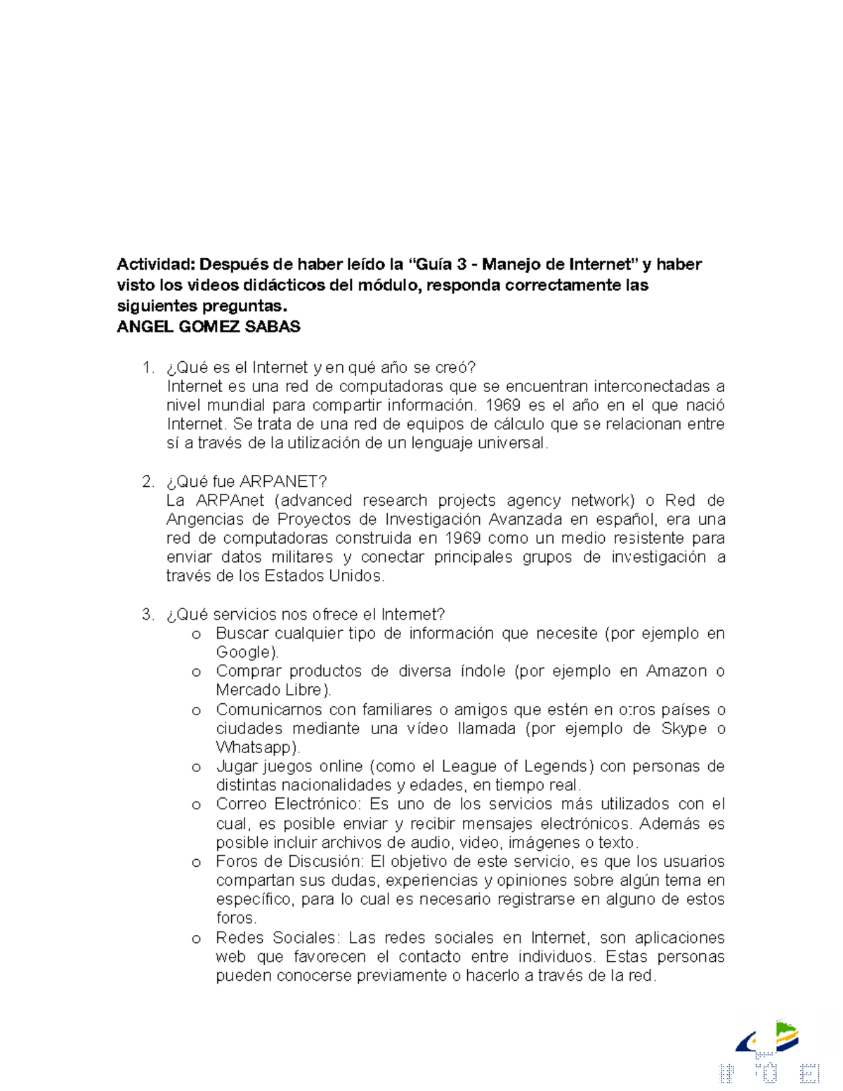 Actividad 1 modulo 3 - tarea - Actividad: Después de haber leído la “Guía 3 visto los videos ...