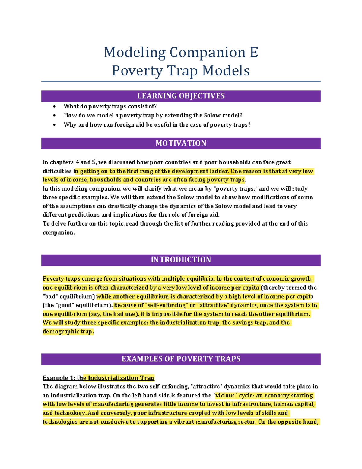 Modeling Companion E Poverty Trap Models - Modeling Companion E Poverty ...
