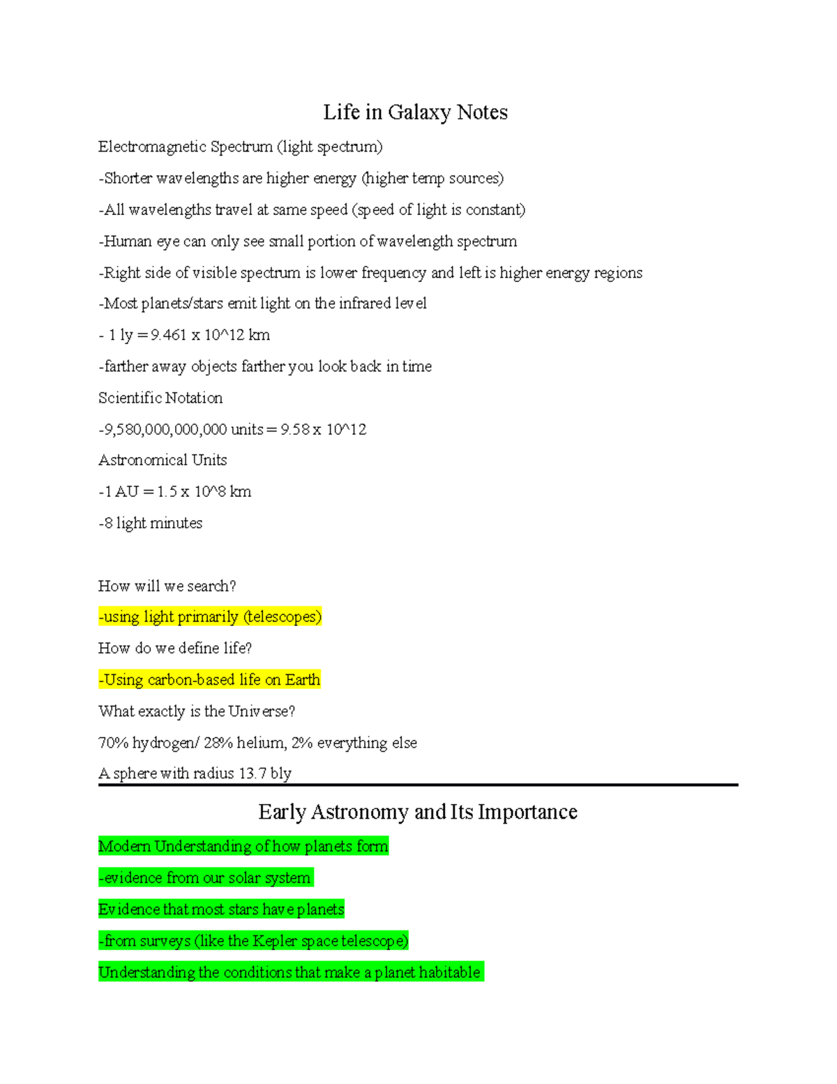 Life in Galaxy Notes 1 - Life in Galaxy Notes Electromagnetic Spectrum ...