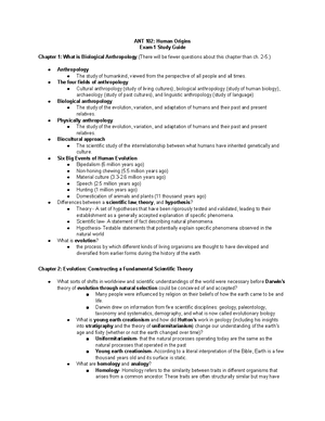 Exam 2 Study Guide - Exam notes - ANT 102: Human Origins Exam 2 Study ...