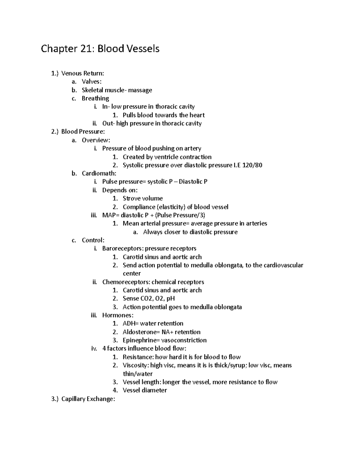 Chapter 21 Blood Vessels - Chapter 21: Blood Vessels 1.) Venous Return ...