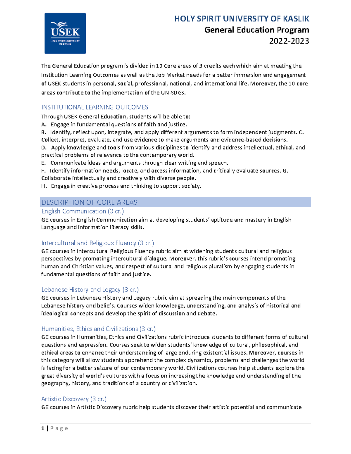 General Education Students admitted Fall 202310 - General Education Program 2022‐ The General ...