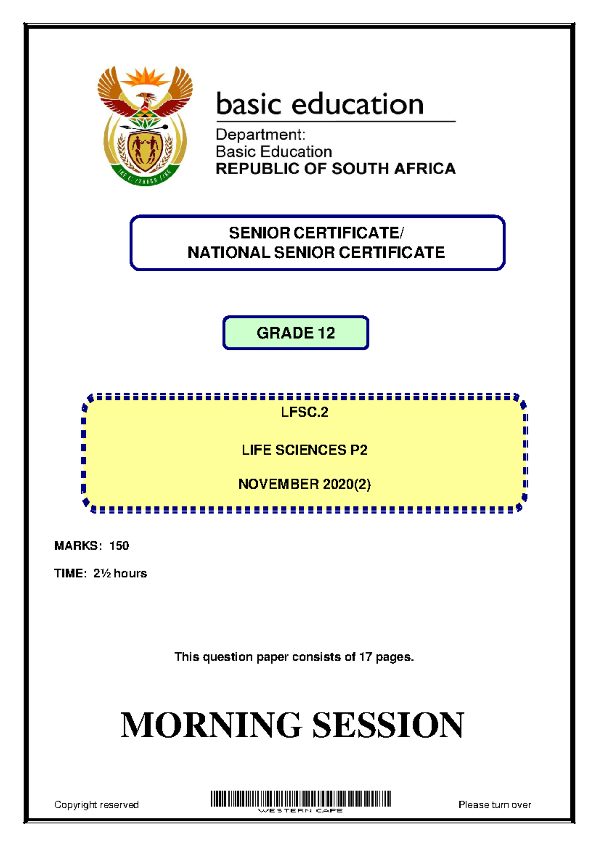 Life Sciences P2 Nov 2020 Eng - SENIOR CERTIFICATE/ NATIONAL SENIOR ...