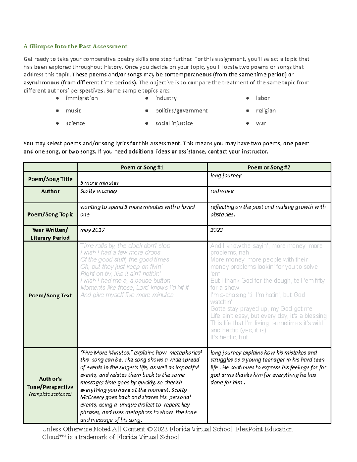 5.3 assignment completed - A Glimpse Into the Past Assessment Get ready ...