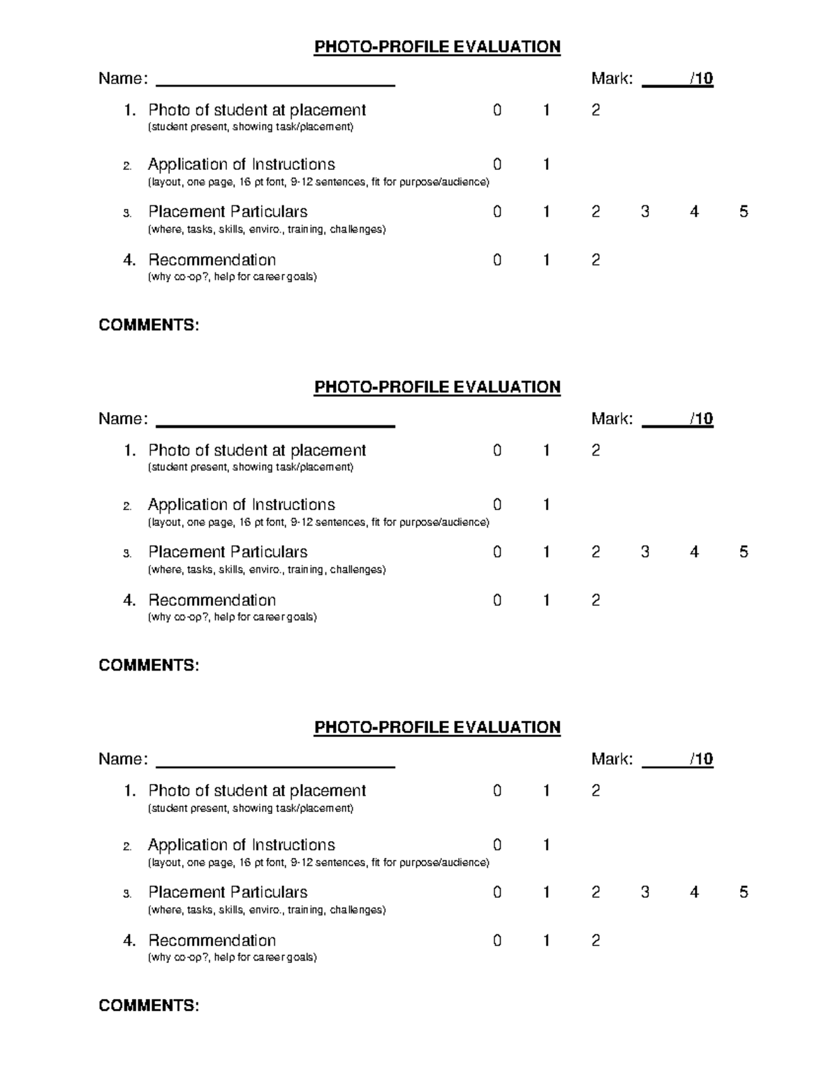 Photo profile marking - lolllllllll - PHOTO-PROFILE EVALUATION Name ...