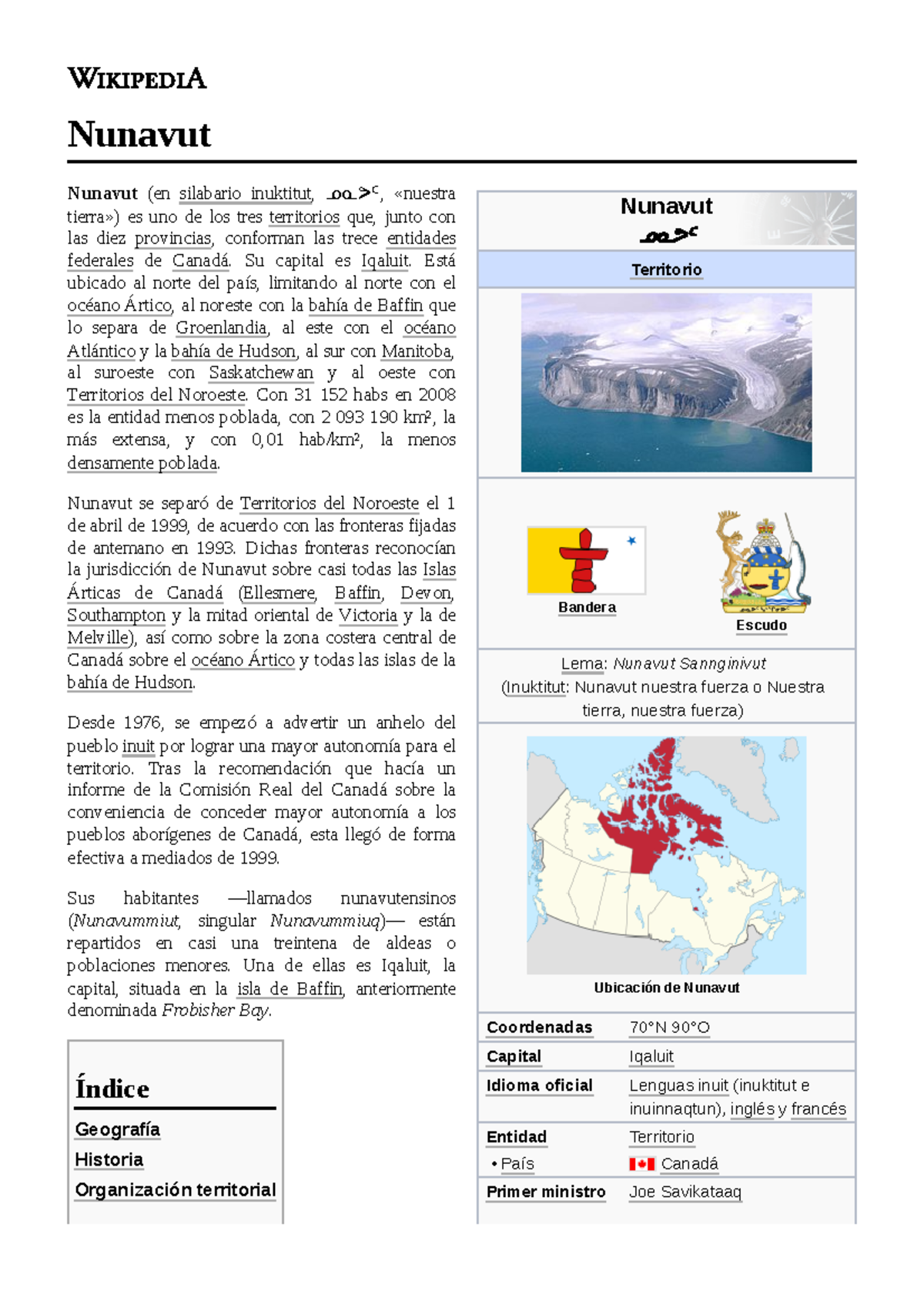 Nunavut - qqqqqq - Nunavut ᓄᓇᕗᑦ Territorio Bandera Escudo Lema: Nunavut ...