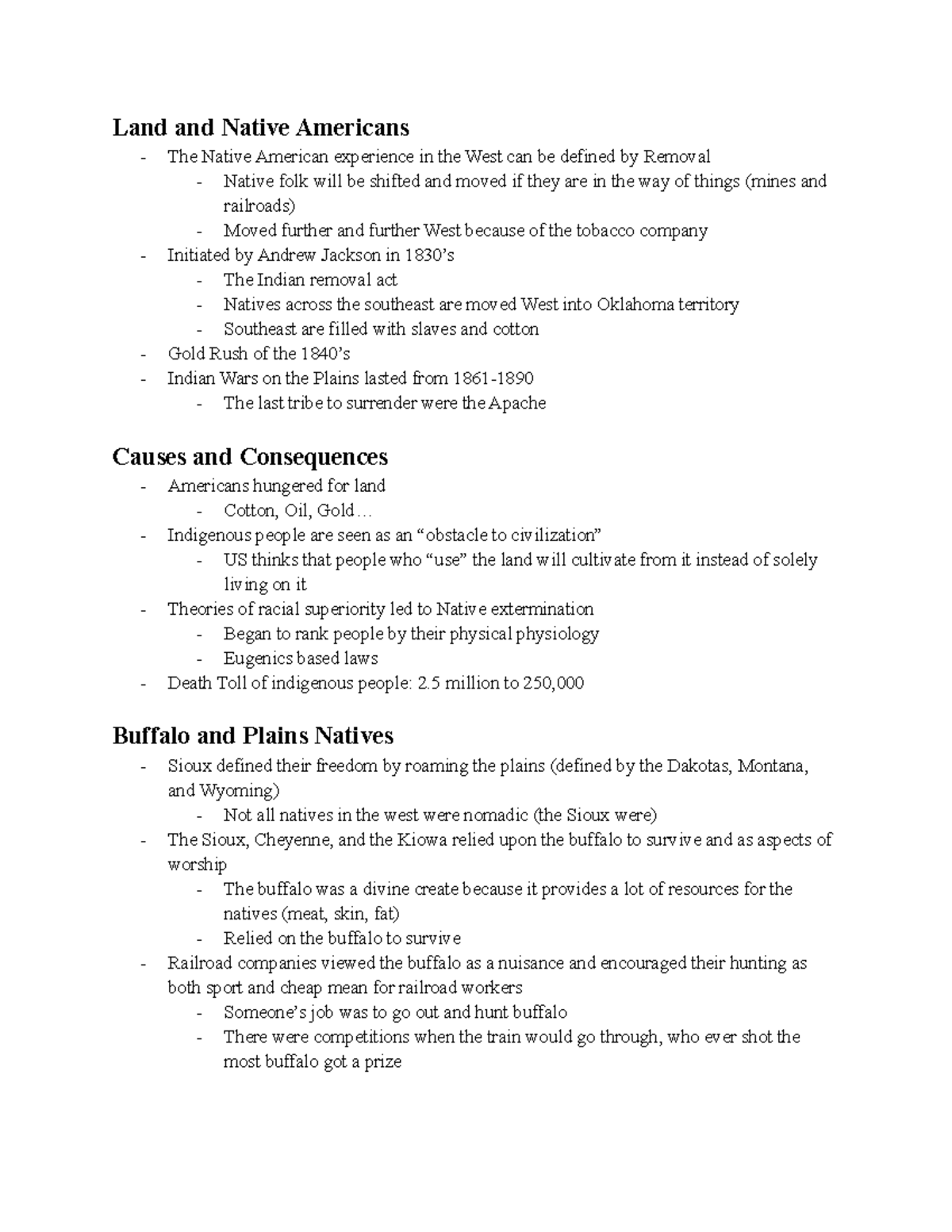 Land and Native Americans: Removal Buffalo Hunting Dawes Act ...