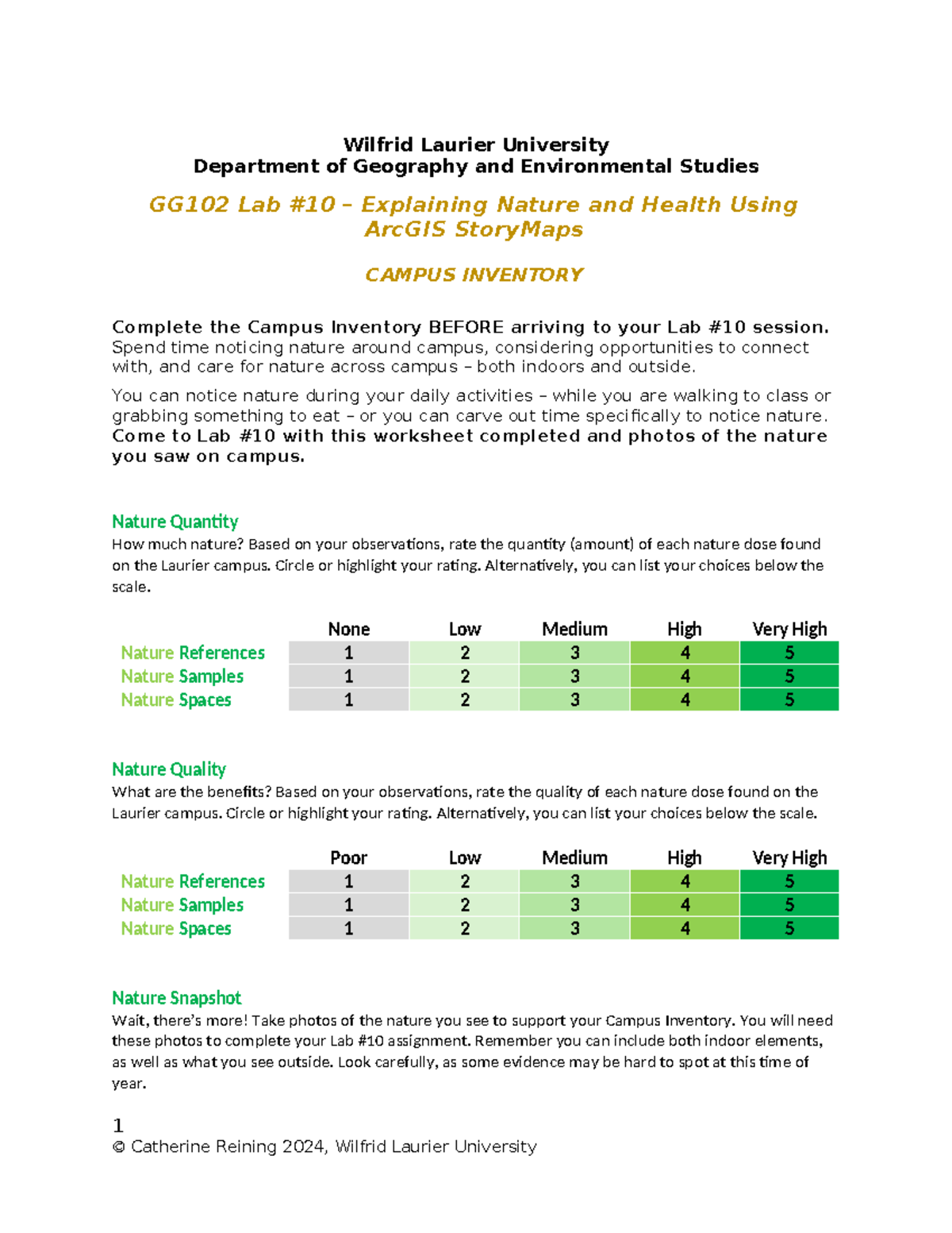 GG102 Campus Inventory - Wilfrid Laurier University Department of ...