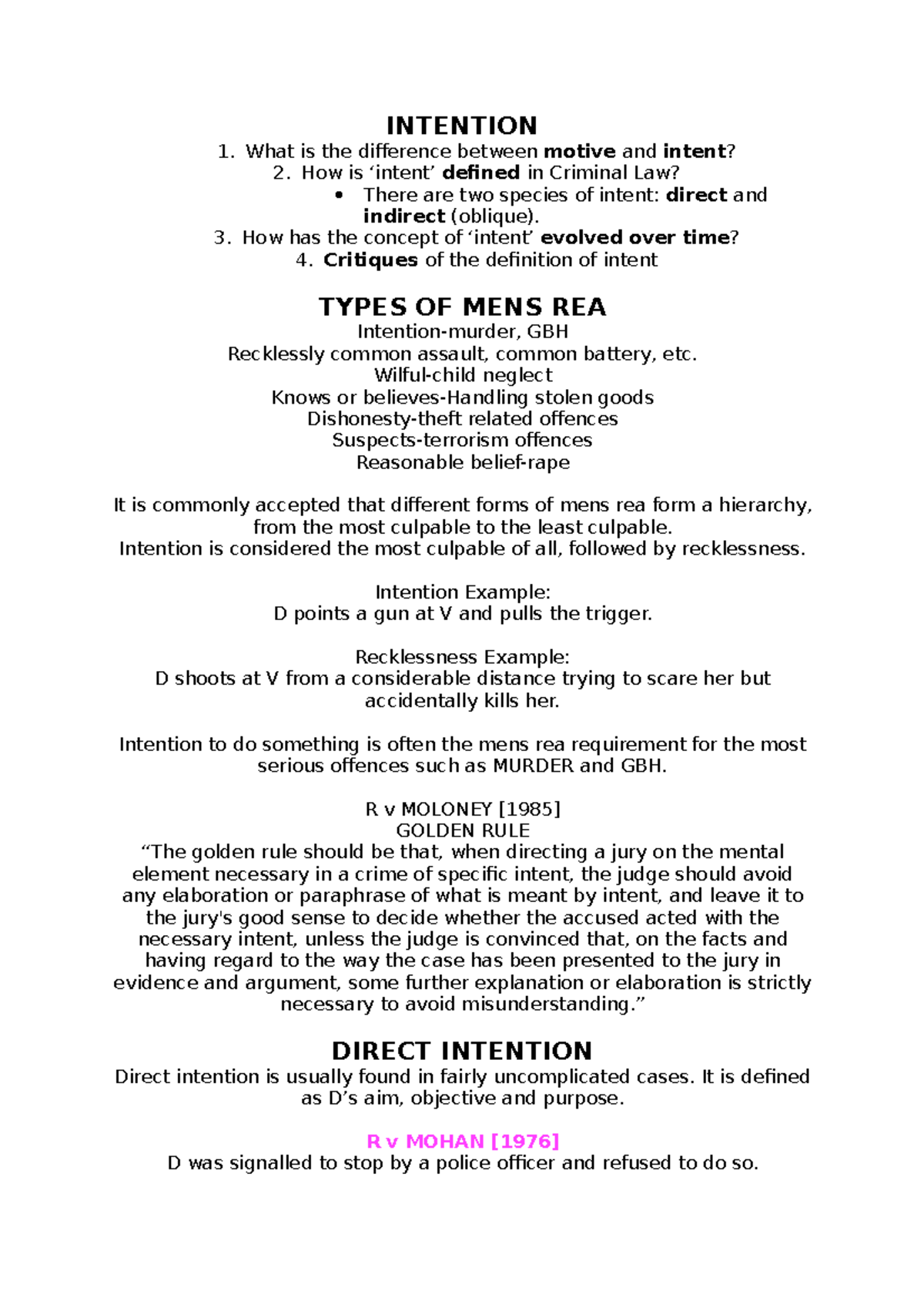 Intention - INTENTION What is the difference between motive and intent ...