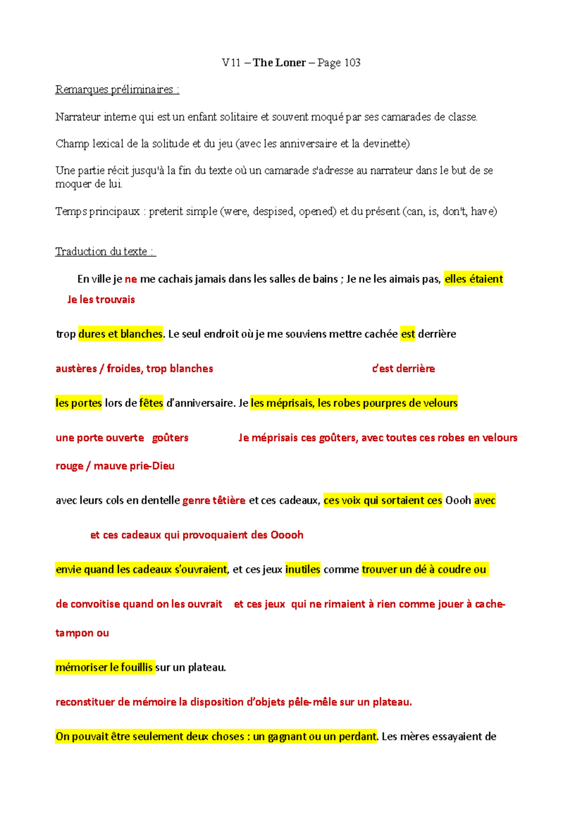 Version texte traduction L1 LLCE - Warning: TT: undefined function: 32 ...