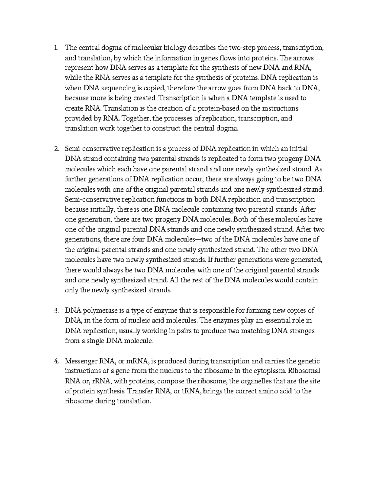 Workshop 4: Molecular Biology and Central Dogma - The central dogma of ...