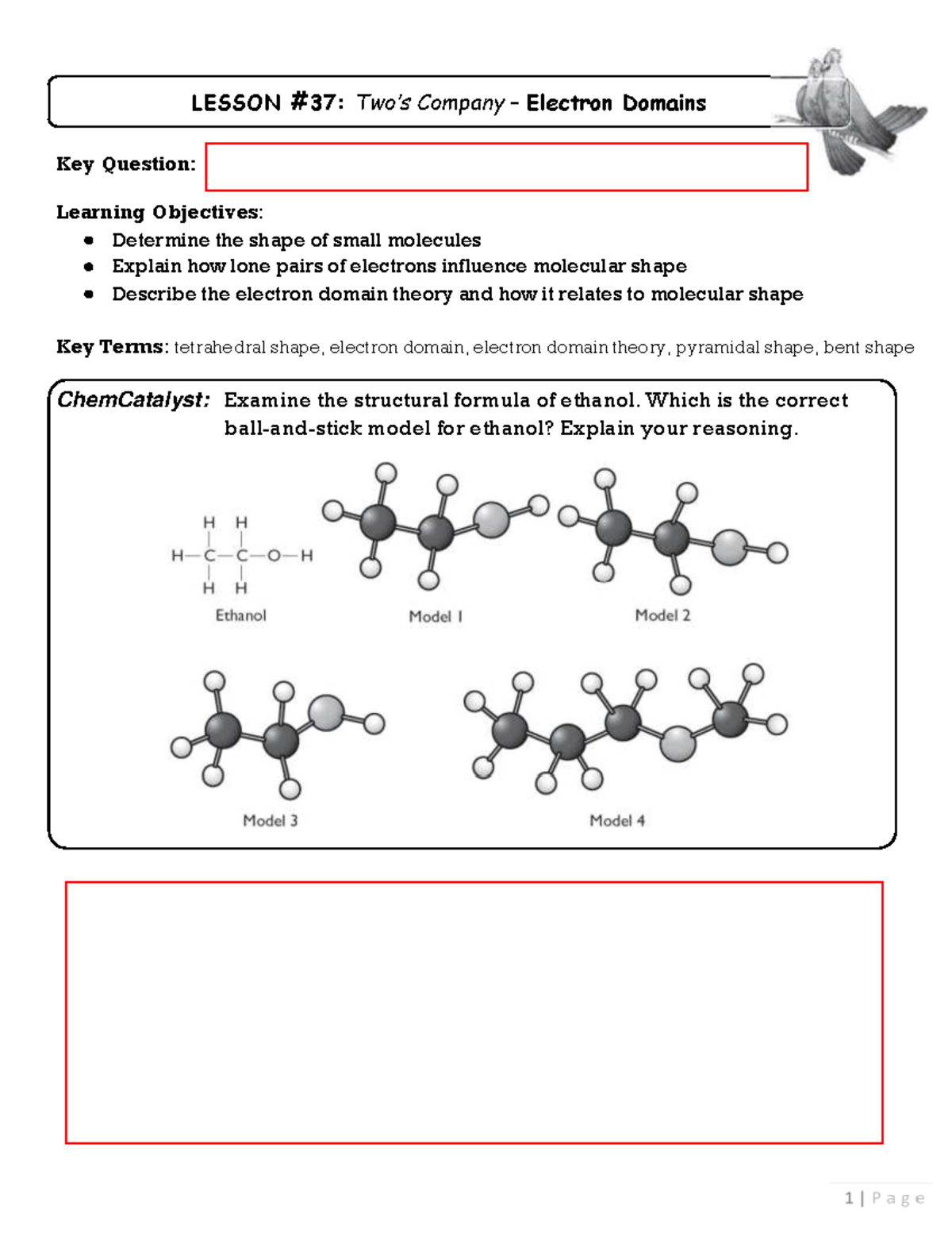 Chem 512 - Unit 2; Lesson 37 - Two's Company, Electron Domains - LESSON ...