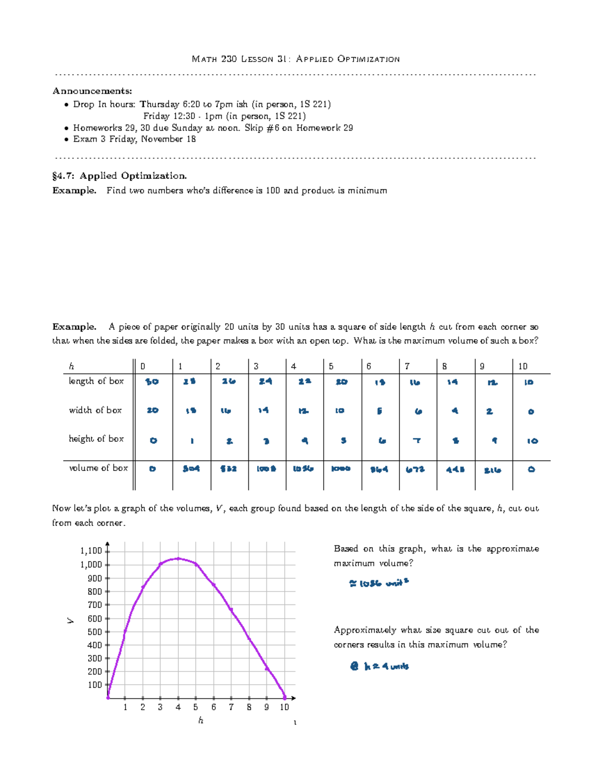 F22 Math 230 Lesson 31 Worksheet - - Studocu