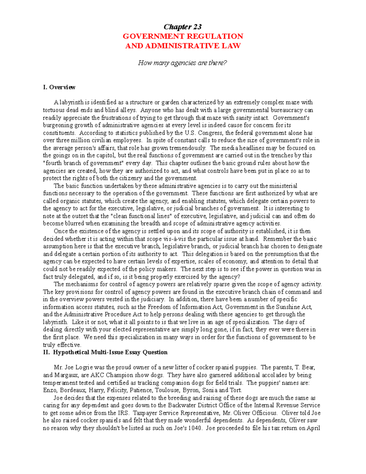 Ch23 Government Regulation And Administrative Law Chapter 23 ch23-government-regulation-and-administrative-law-chapter-23