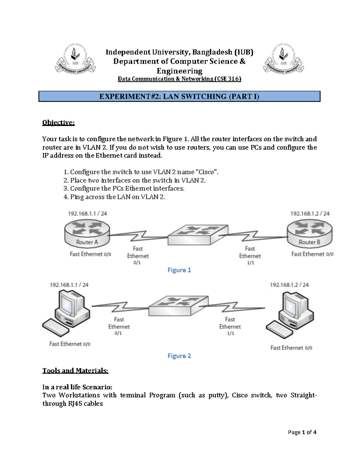 Experiment 2 - Faculty: Dr. Tarem Ahmed - Independent University, Bangladesh (IUB) Department of ...