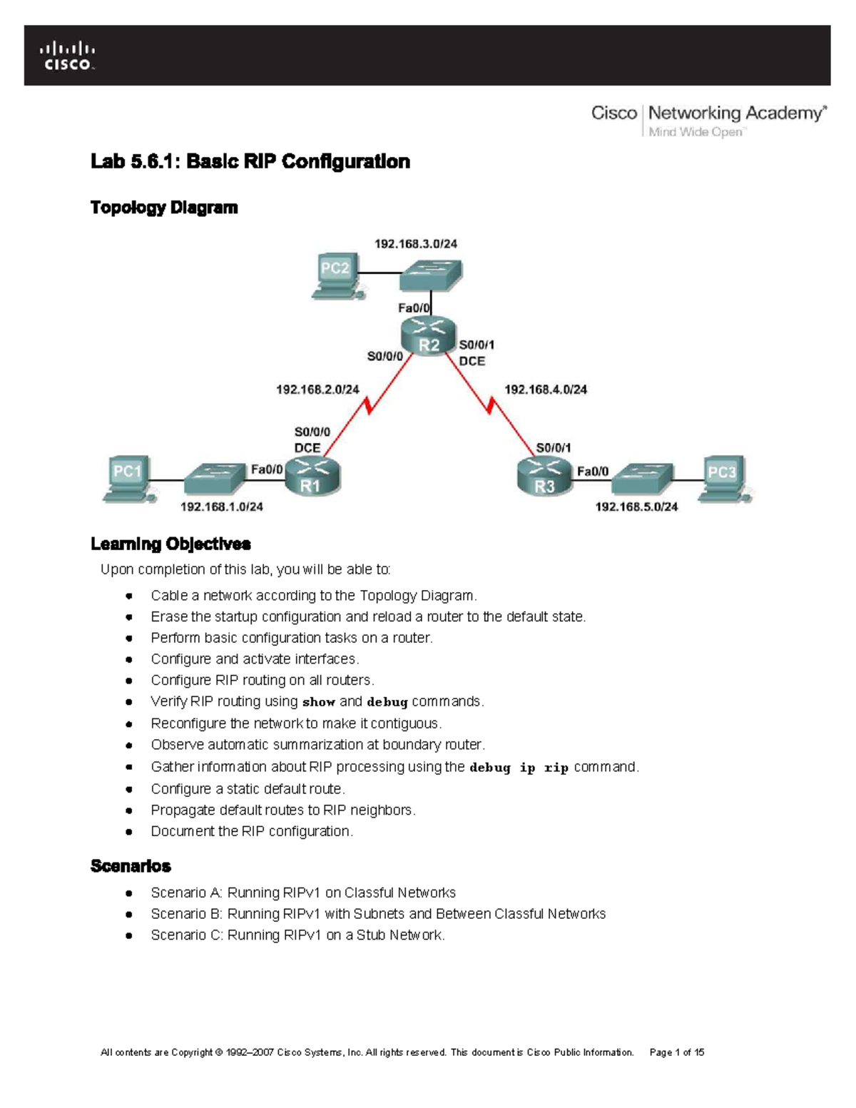 17 Lab Basic RIP Configuration - Upon completion of this lab, you will ...