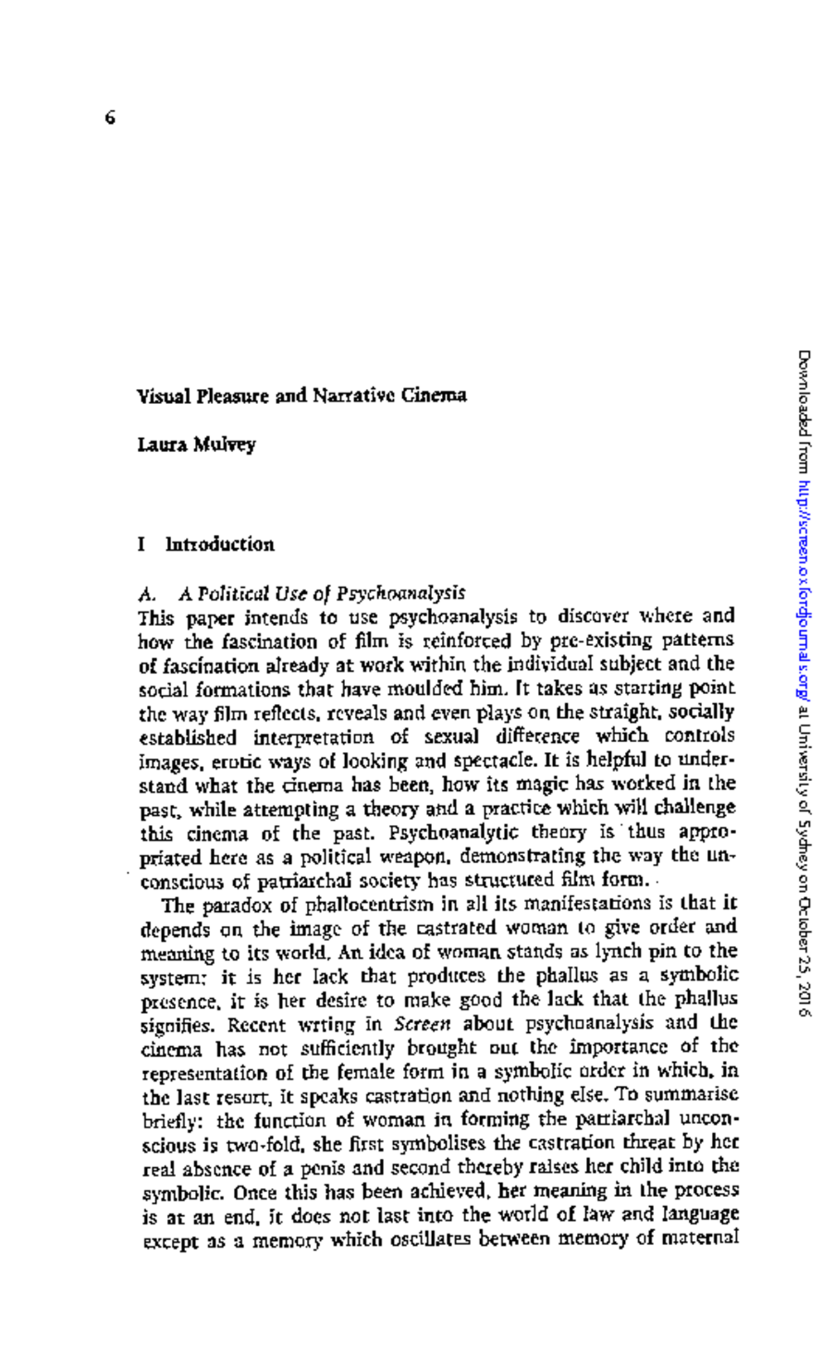 Mulvey - Visual Pleasure and Narrative Cinema - Visual Pleasure and Narrative Cinema Laura ...