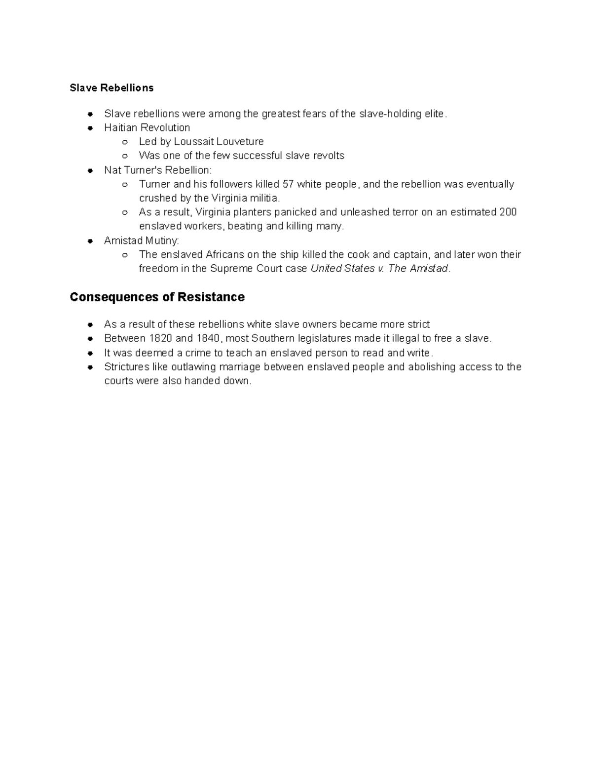 Document - APUSH - Slave Rebellions Slave rebellions were among the ...