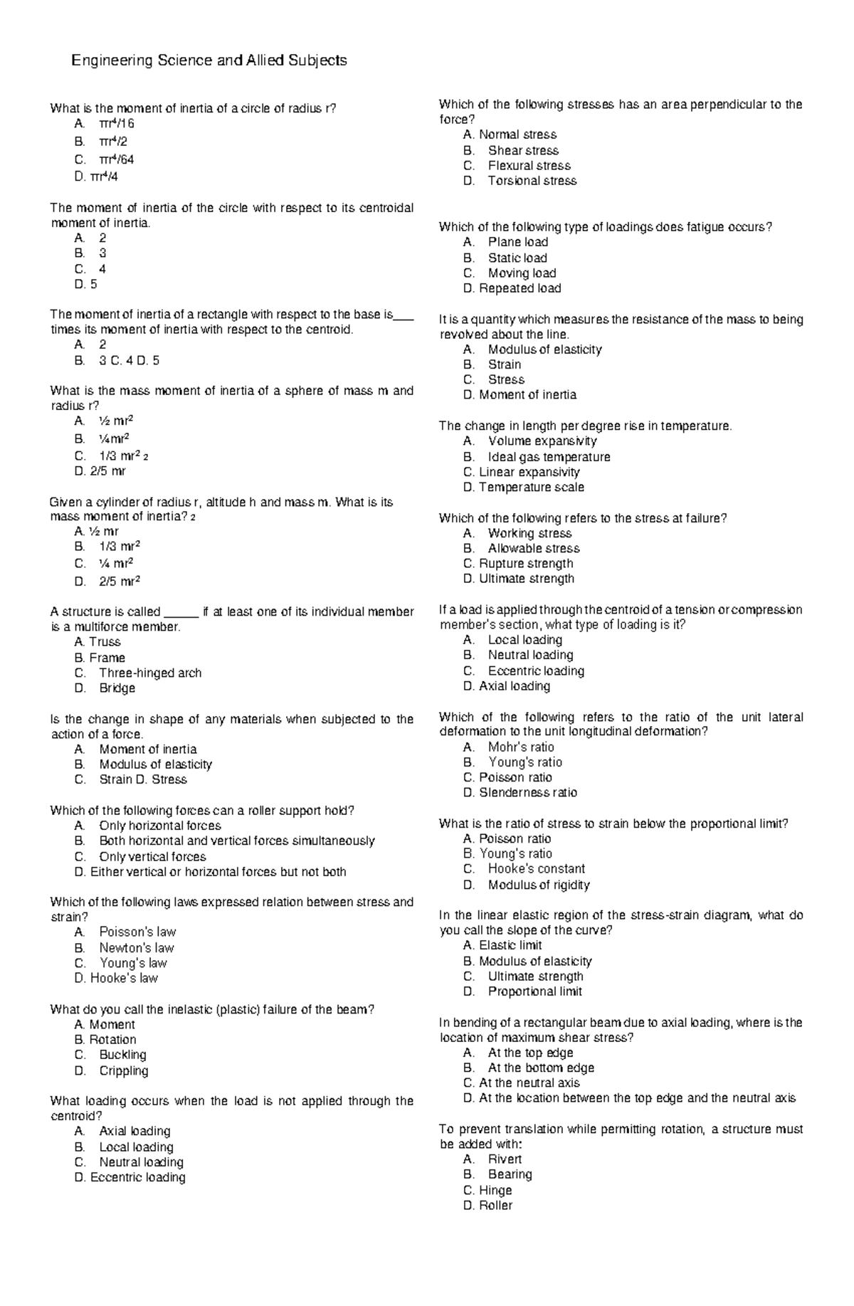 Power House ESAS Reviewer Objectives Walang Sagot - Bachelor of Science ...