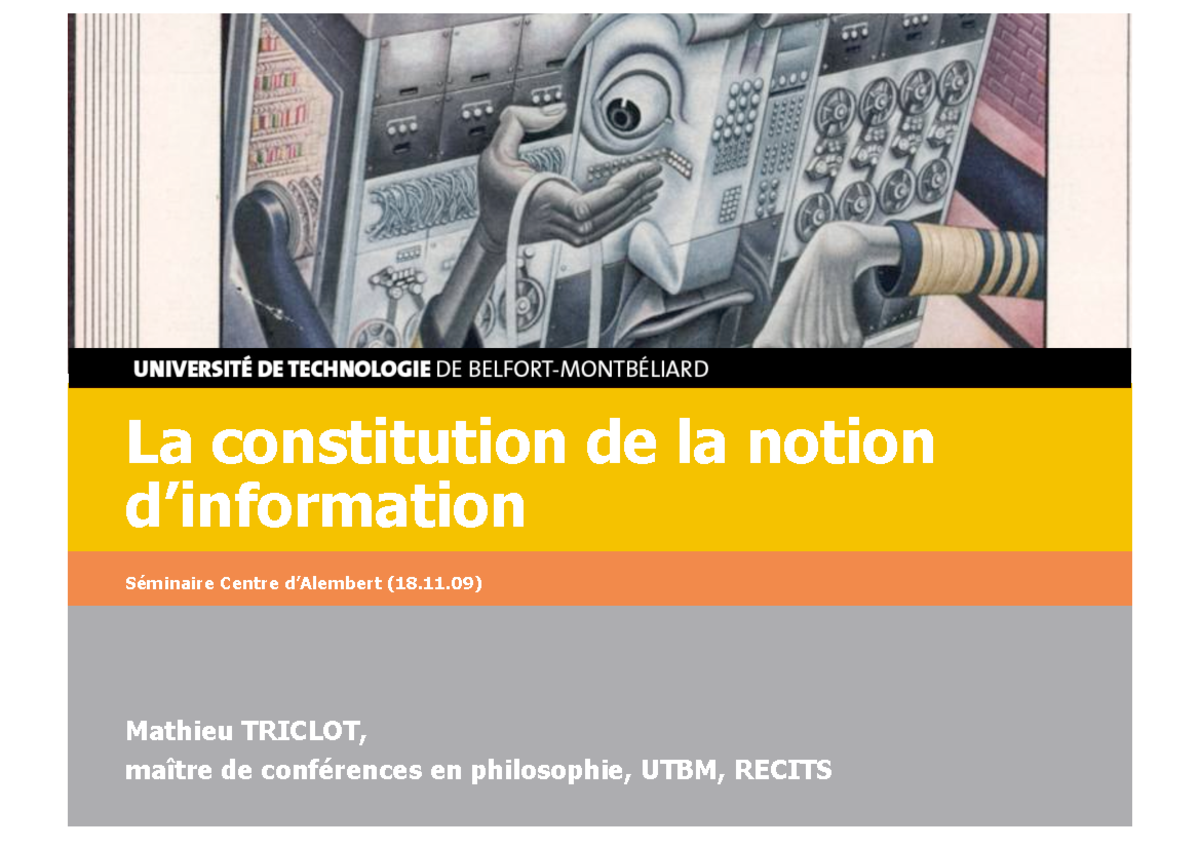 Conferencetriclot - ffvg - Présentation SFHST – 6 septembre 08 La ...