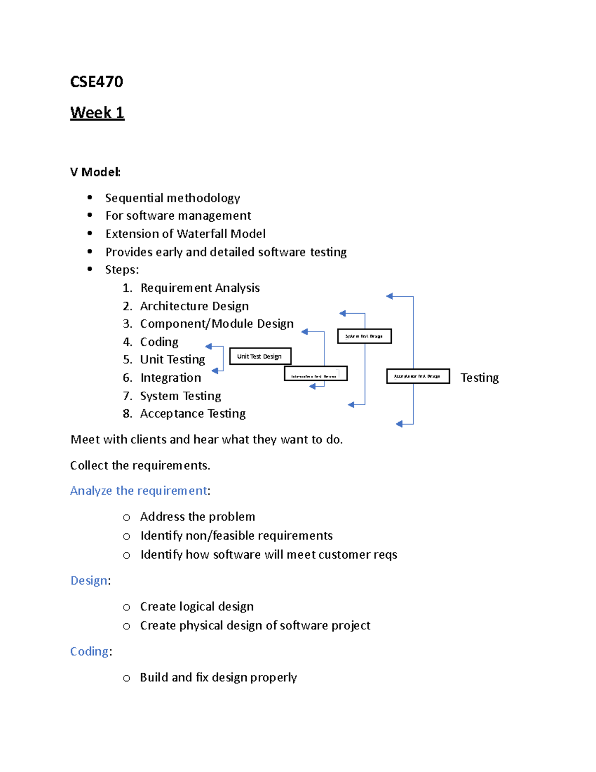 V Summary - An overview of the V-Model - CSE Week 1 V Model: Sequential ...