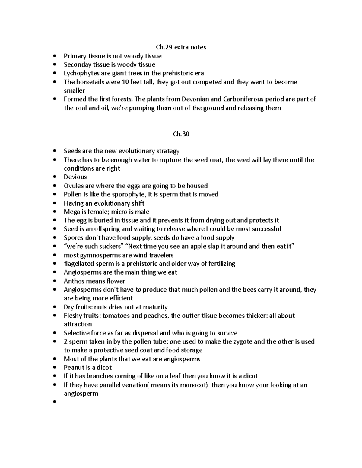 Ch.29 and ch.30 extra notes - Ch extra notes Primary tissue is not ...