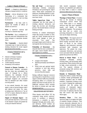 Disaster nursing - PHINMA EDUCATION DISASTER NURSING Module Student ...