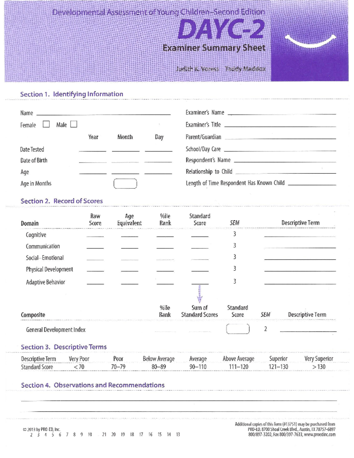 DAY C questionnaire - Developmental Assessment of Young Edition ...