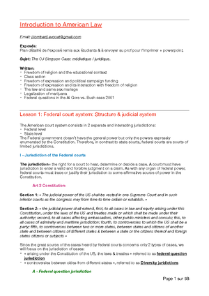 American-LAW - droit bilingue L2 S2 M. Lombard - INTRODUCTION TO ...