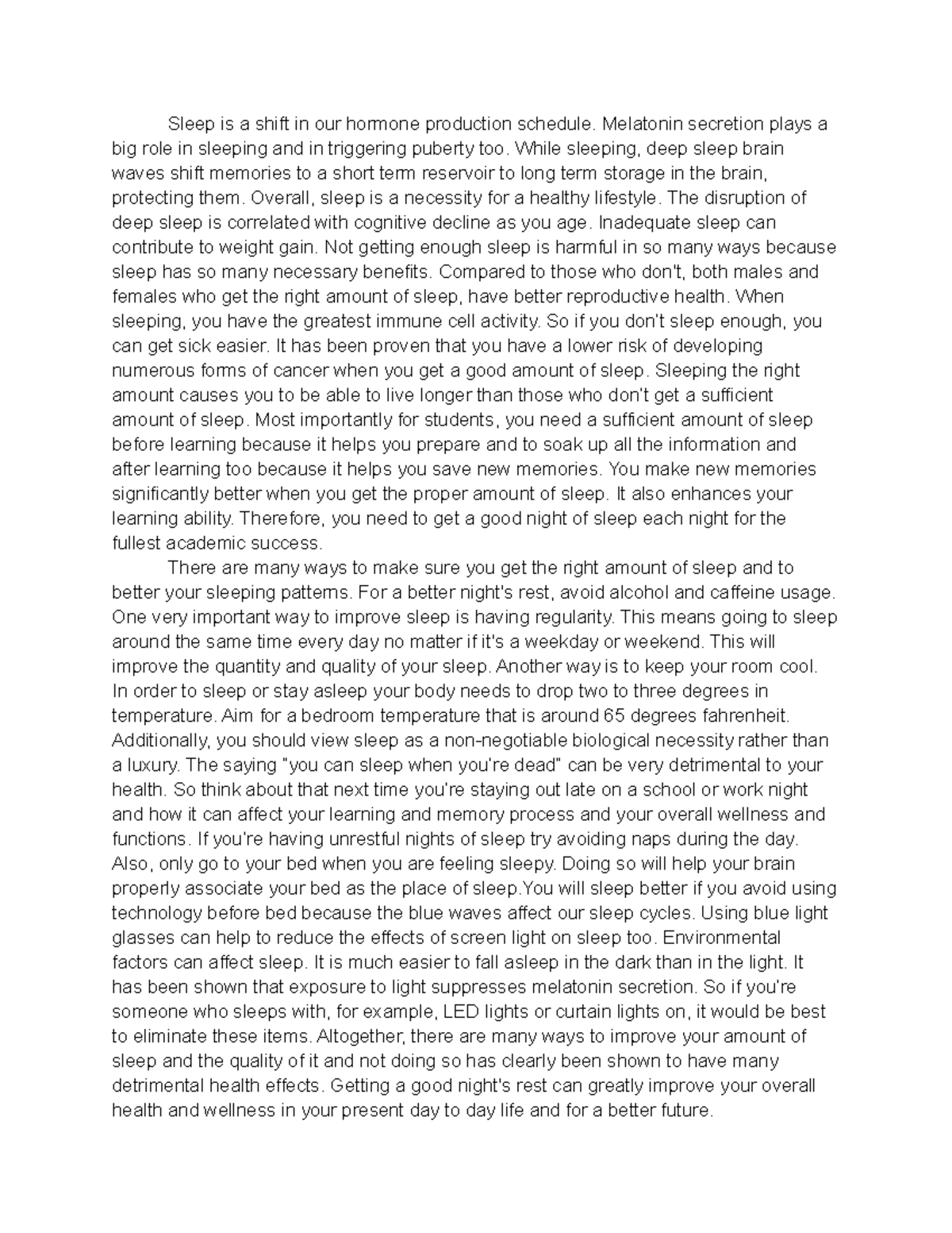 PSY357 Module 2 Sleep and its effects - Sleep is a shift in our hormone ...