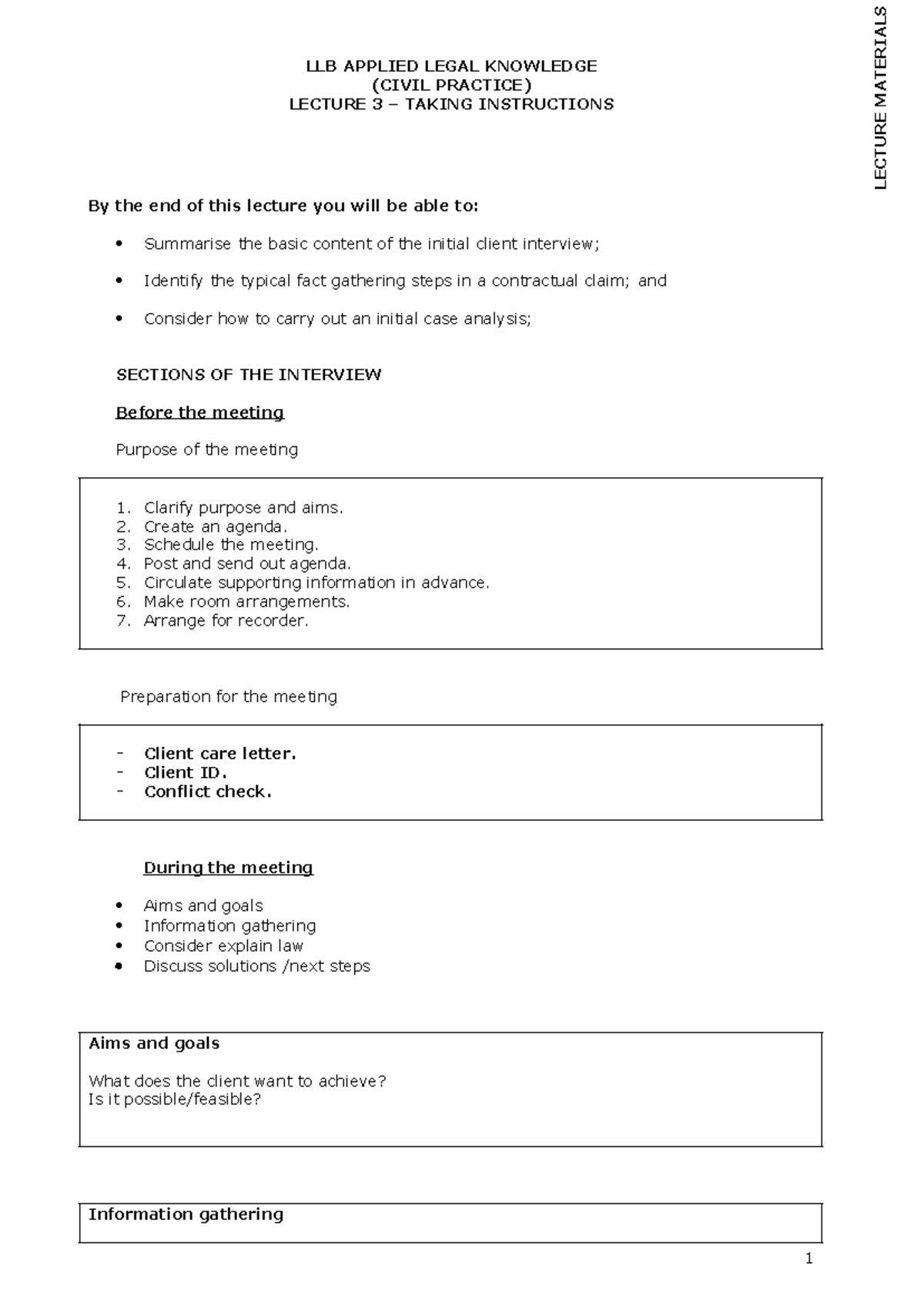 Lecture 2B - taking instructions handout - LECTURE MATERIALS LLB ...