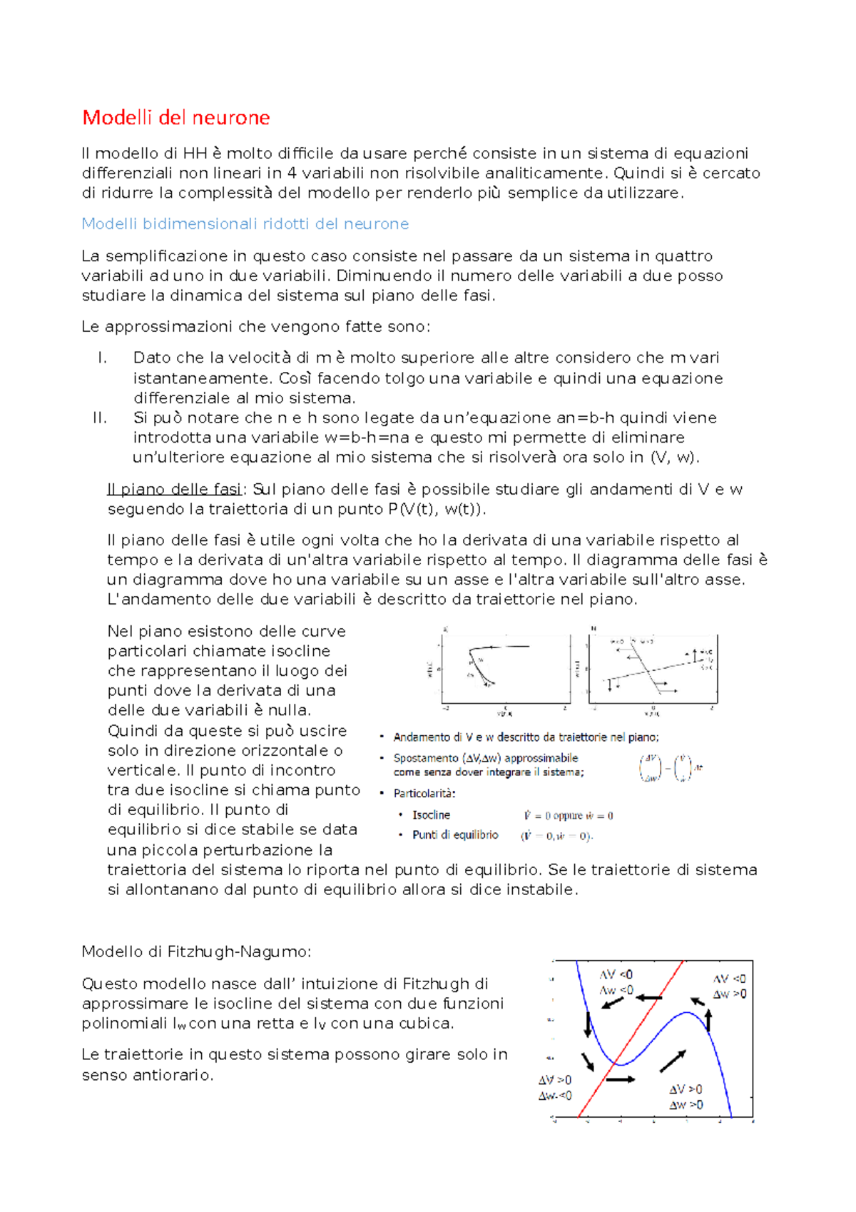 3.Modelli del neurone - riassunto - Modelli del neurone Il modello di ...