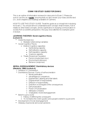 COMM 1100 Exam 2 Study Guide - COMM 1100 STUDY GUIDE FOR EXAM 2 This is ...