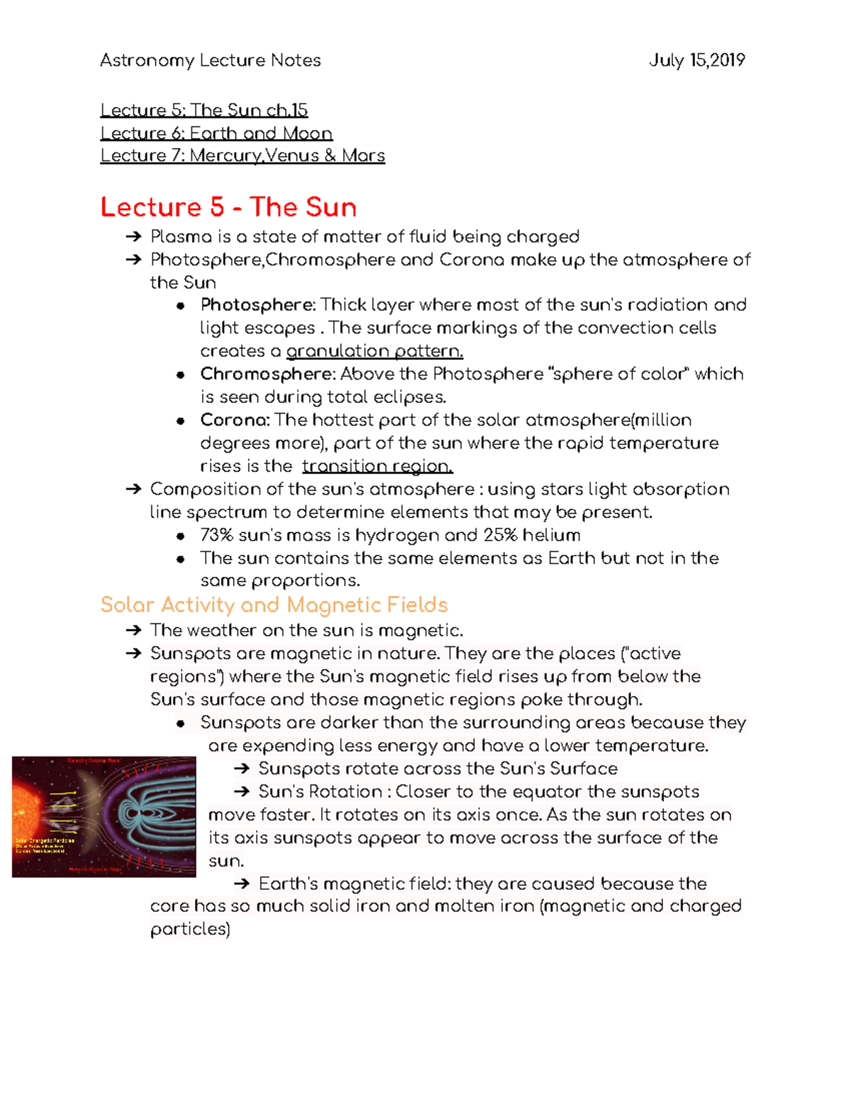 Astronomy Lecture Notes: The Sun Solar Activity and Terrestrial Worlds ...