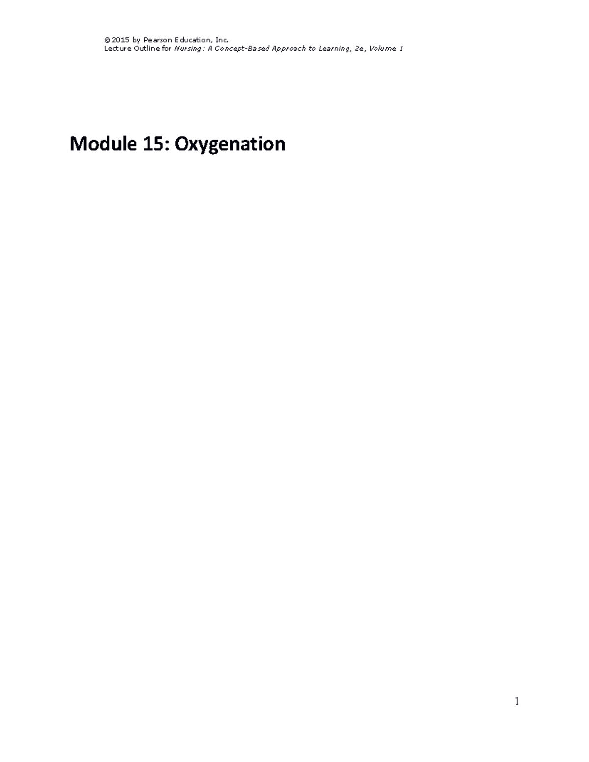 Oxygenation Lecture Outline - Lecture Outline for Nursing: A Concept ...