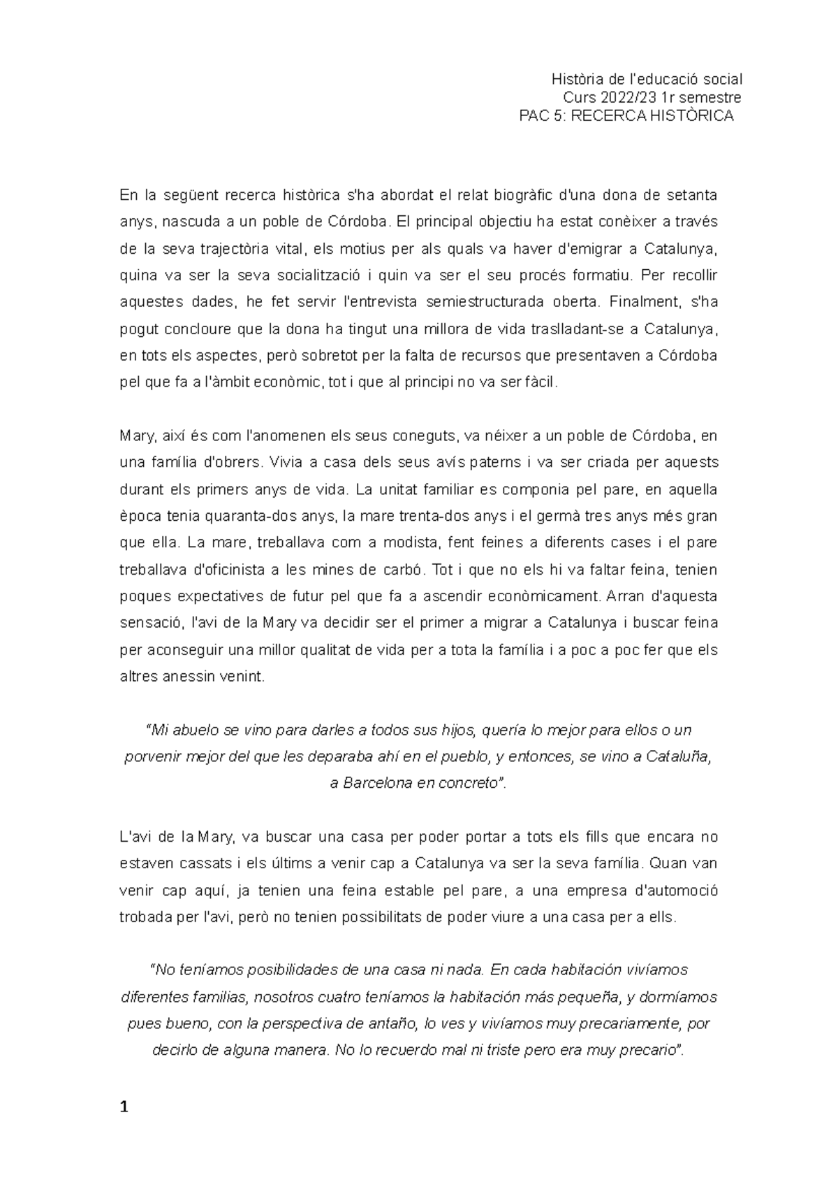 PAC 5 - Entrevista personal per realittzar la PAC 5 d'història de l ...