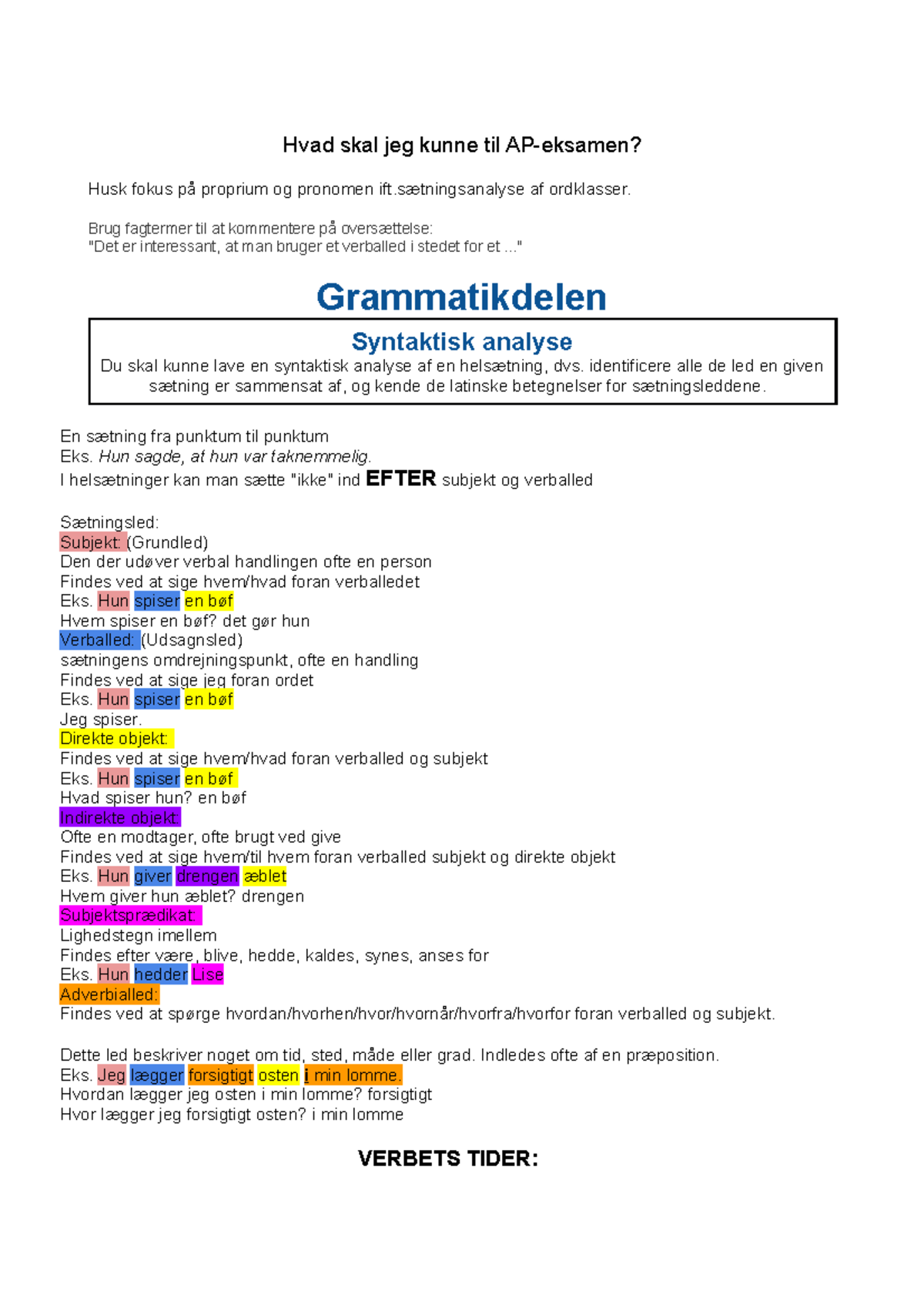 Hvad skal jeg kunne til AP - Hvad skal jeg kunne til AP-eksamen? Husk fokus på proprium og ...