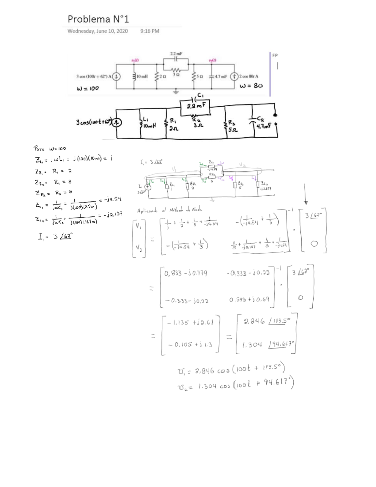 Fasores-problemas circuitos 2-convertido - Circuitos I - Warning: TT: undefined function: 32 ...