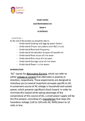 Study Notes - DC Machines - STUDY NOTES ELECTROTECHNICS N Week 3 DC ...