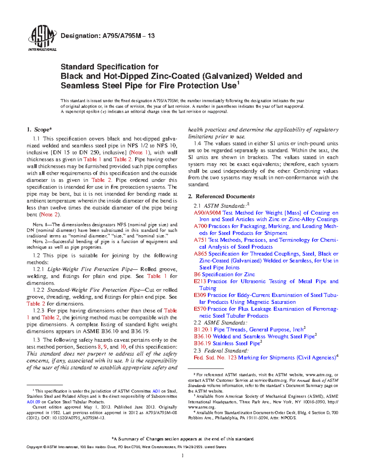 A795A795M-13 - Black and Hot-Dipped Zinc-Coated - Designation: A795 ...