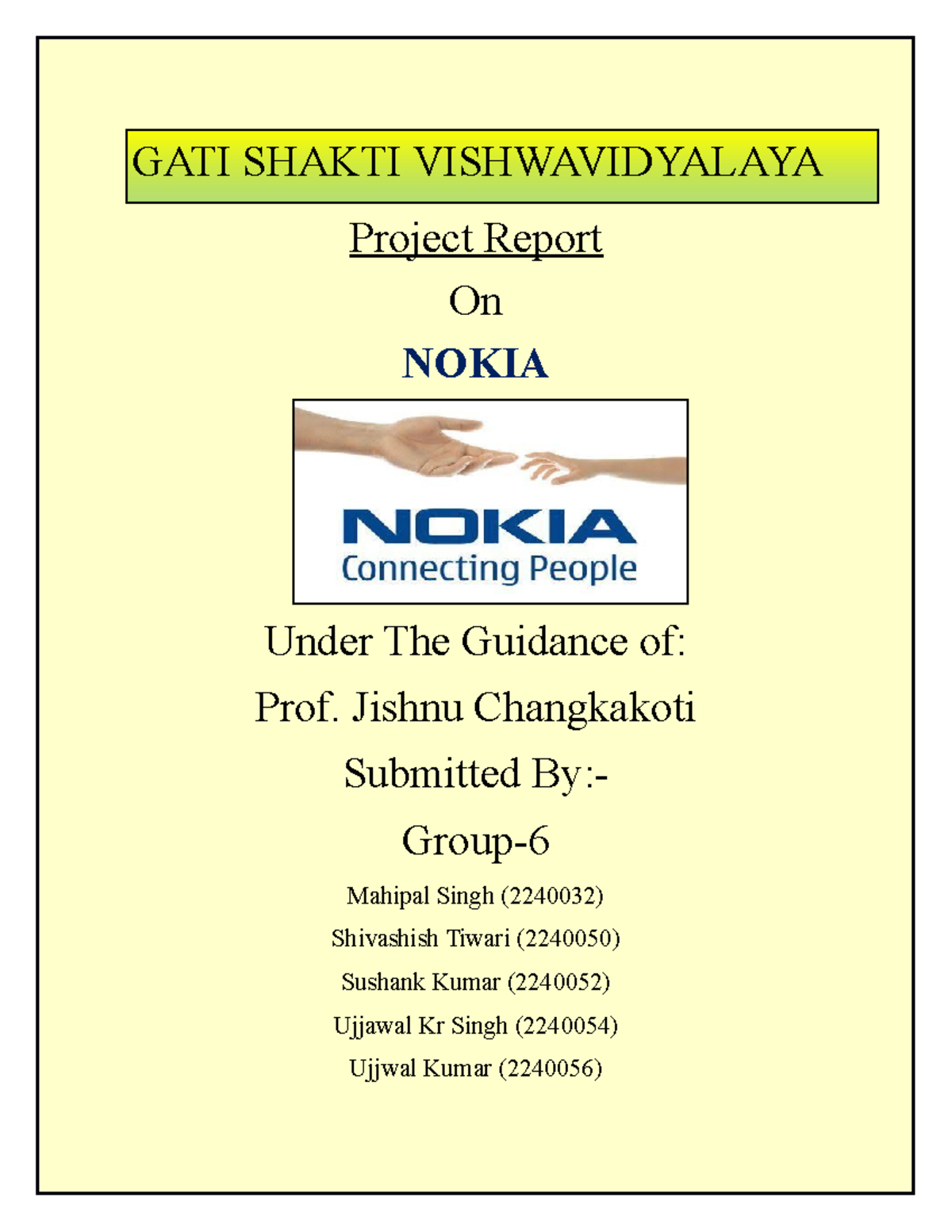 MM Project Report G6 - Project Report On NOKIA Under The Guidance of ...