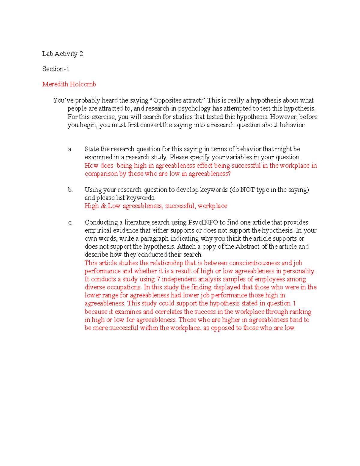 Lab 2 Activity- Meredith Holcomb - Lab Activity 2 Section- Meredith ...